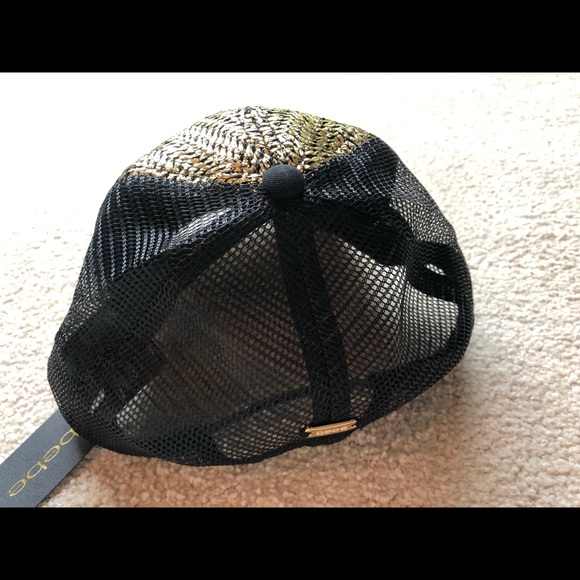 bebe | Accessories | Bebe Gold Black Woven Mesh Hat Cap Adjustable New ...